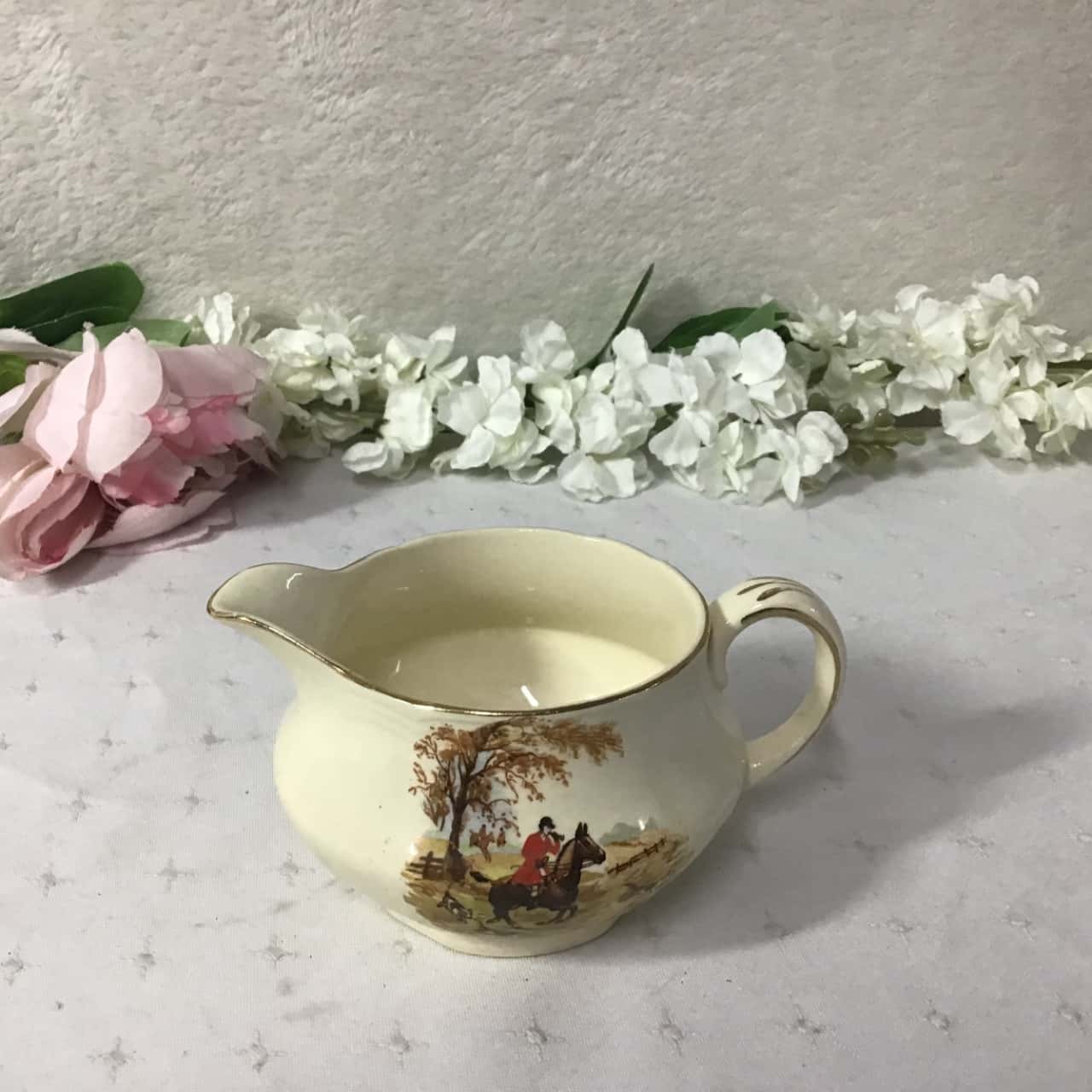 Vintage Alfred Meakin "Hunting Scene / Fishing" Porcelain Milk Jug