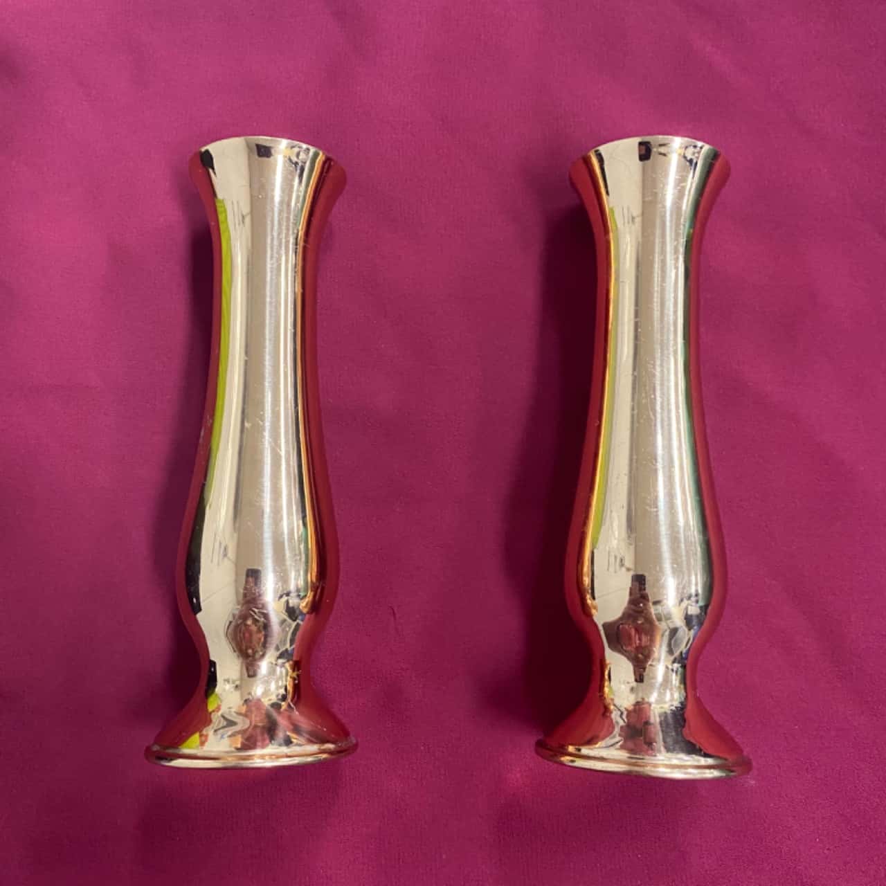 Set of Two Solid Copper Vases