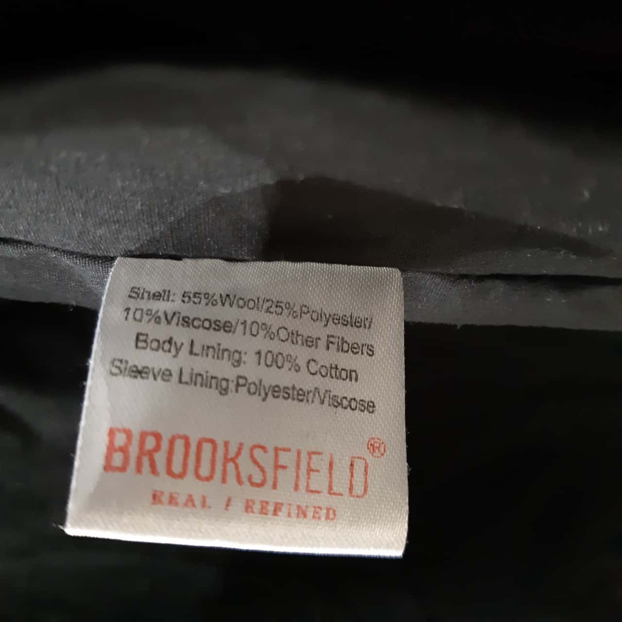 Brooksfield Mens Size L Front Zipper / Hood Jacket / Winter Coat Black / Checked (s)