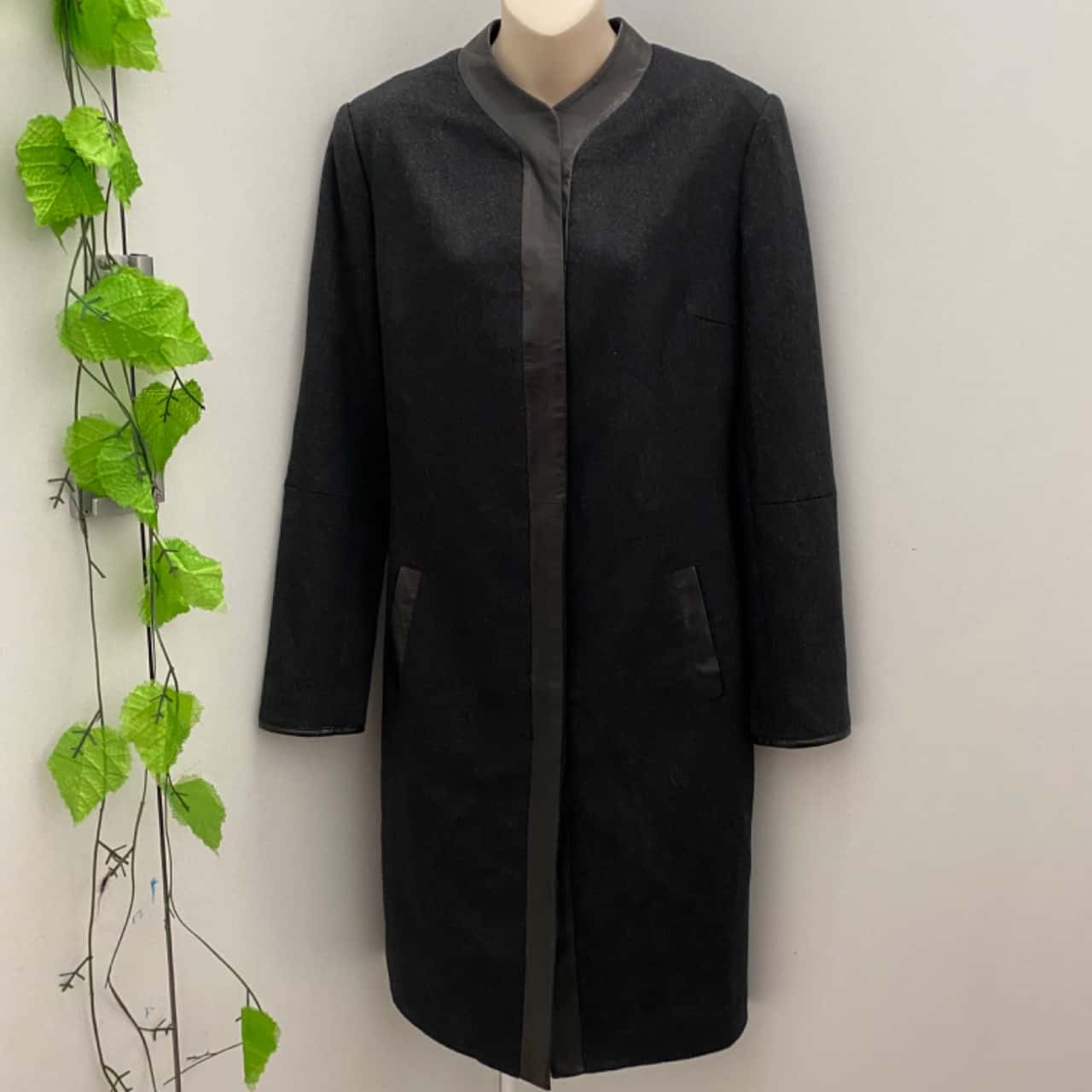 Womens MORRISON Black Leather and Wool Winter Coat(s)