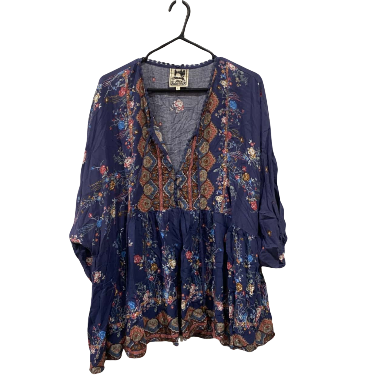 Jaase Womens Size L Floral Tops Blue / Floral / Multicoloured (s)