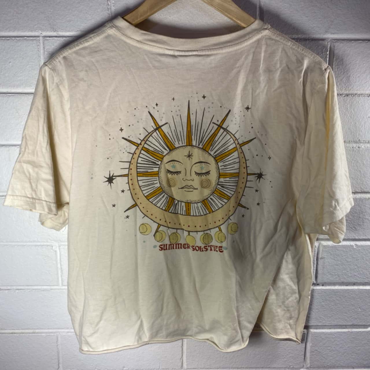 Ghanda Womens Size 12 Cropped T-shirt Off White (s)