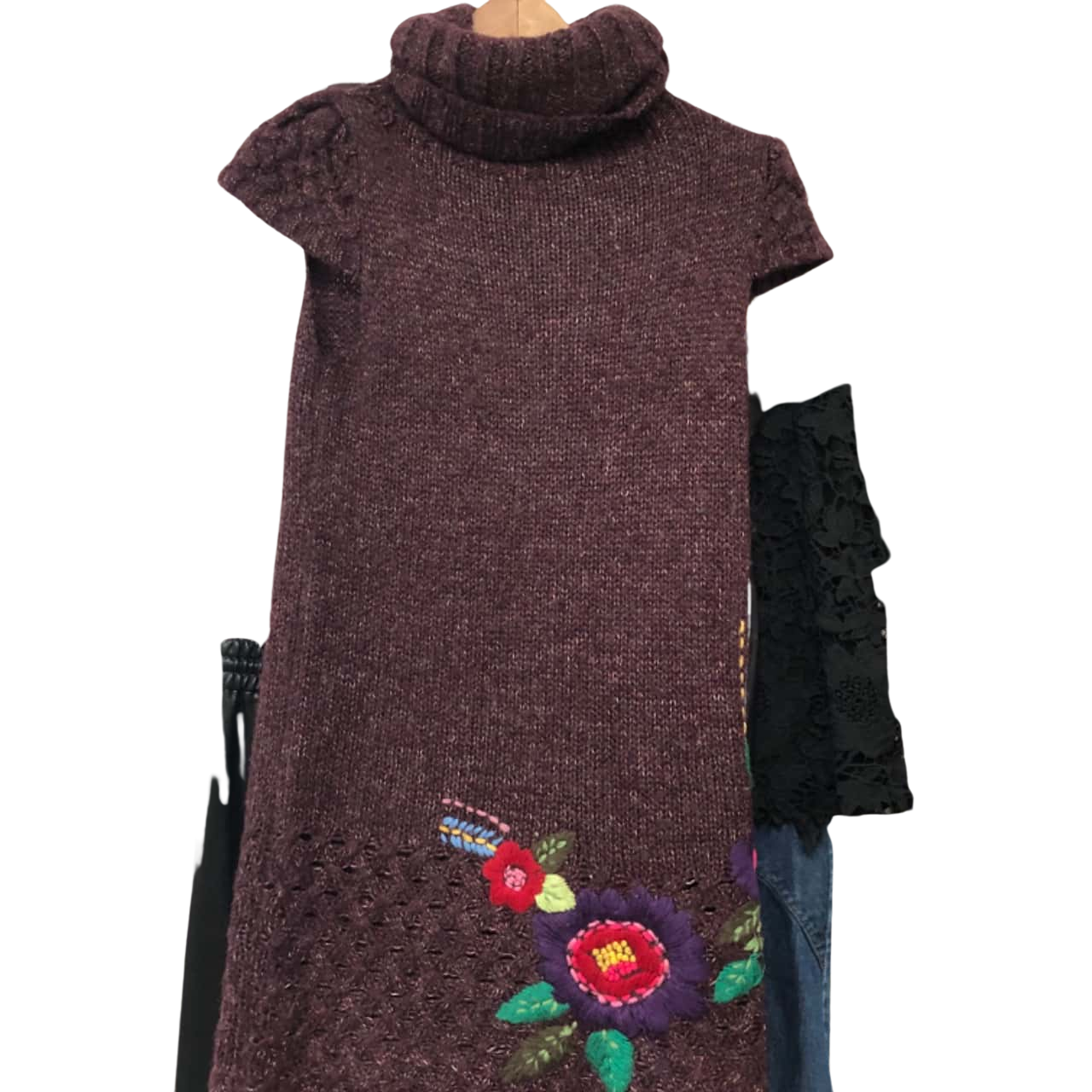 Desigual Size L Floral / Purple wool overdress (s)