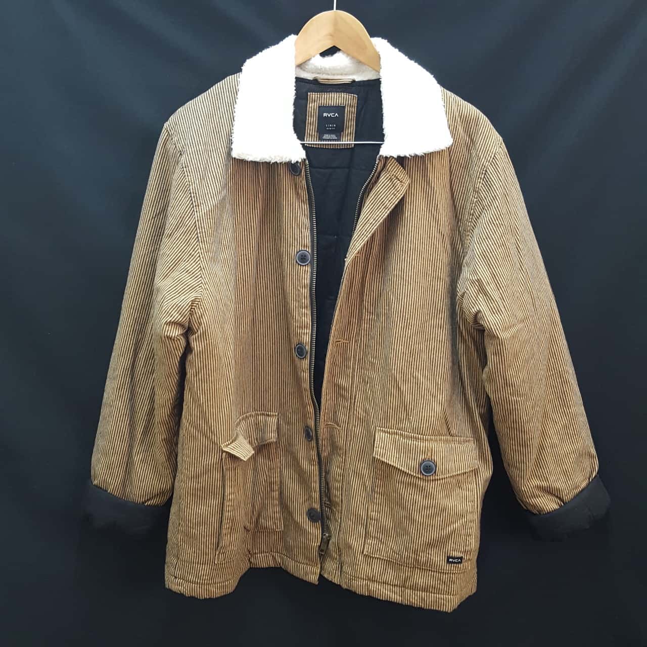 RVCA Black/Mustard Striped Jacket Men's size L(s)