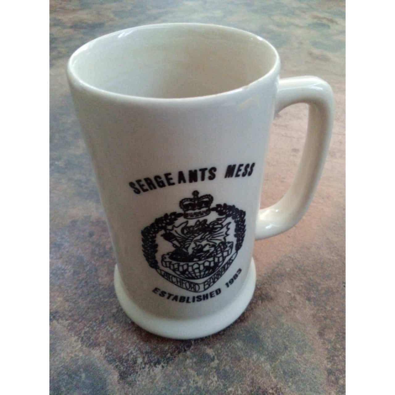 Vintage Latchford Barracks Sargeants Mess Pottery Cup