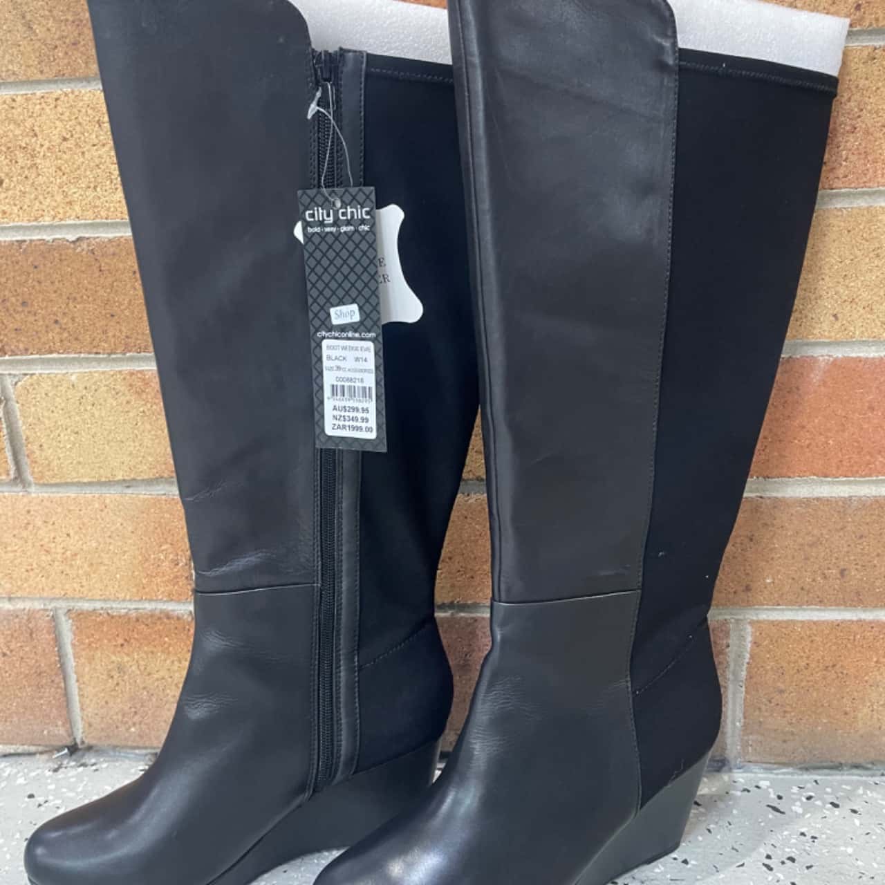 City Chic Womens Size 39 Black Wedge Evie Boot(s)