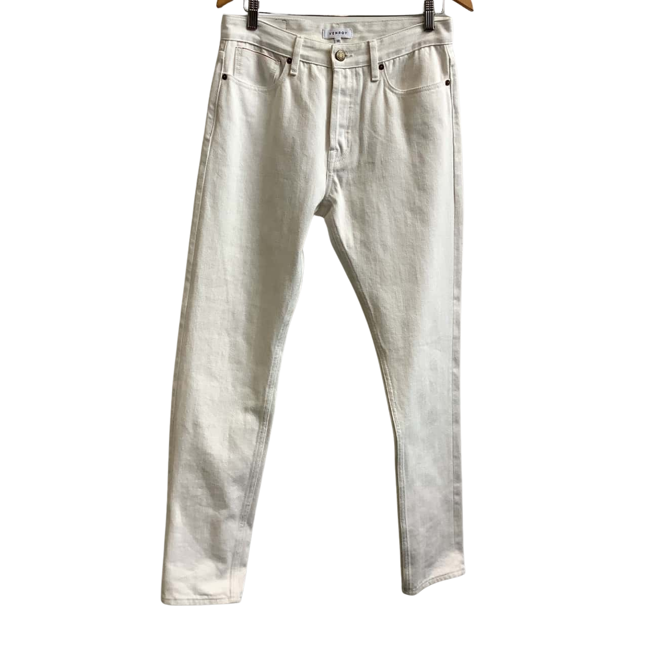 Brand New Venroy Mens Label Size 30 Straight Leg Jeans Off White(s)