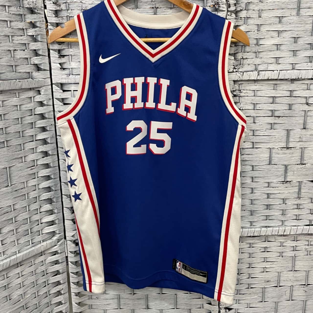 NBA Mens Philadelphia Simmons Size L Blue / Red / White Singlet