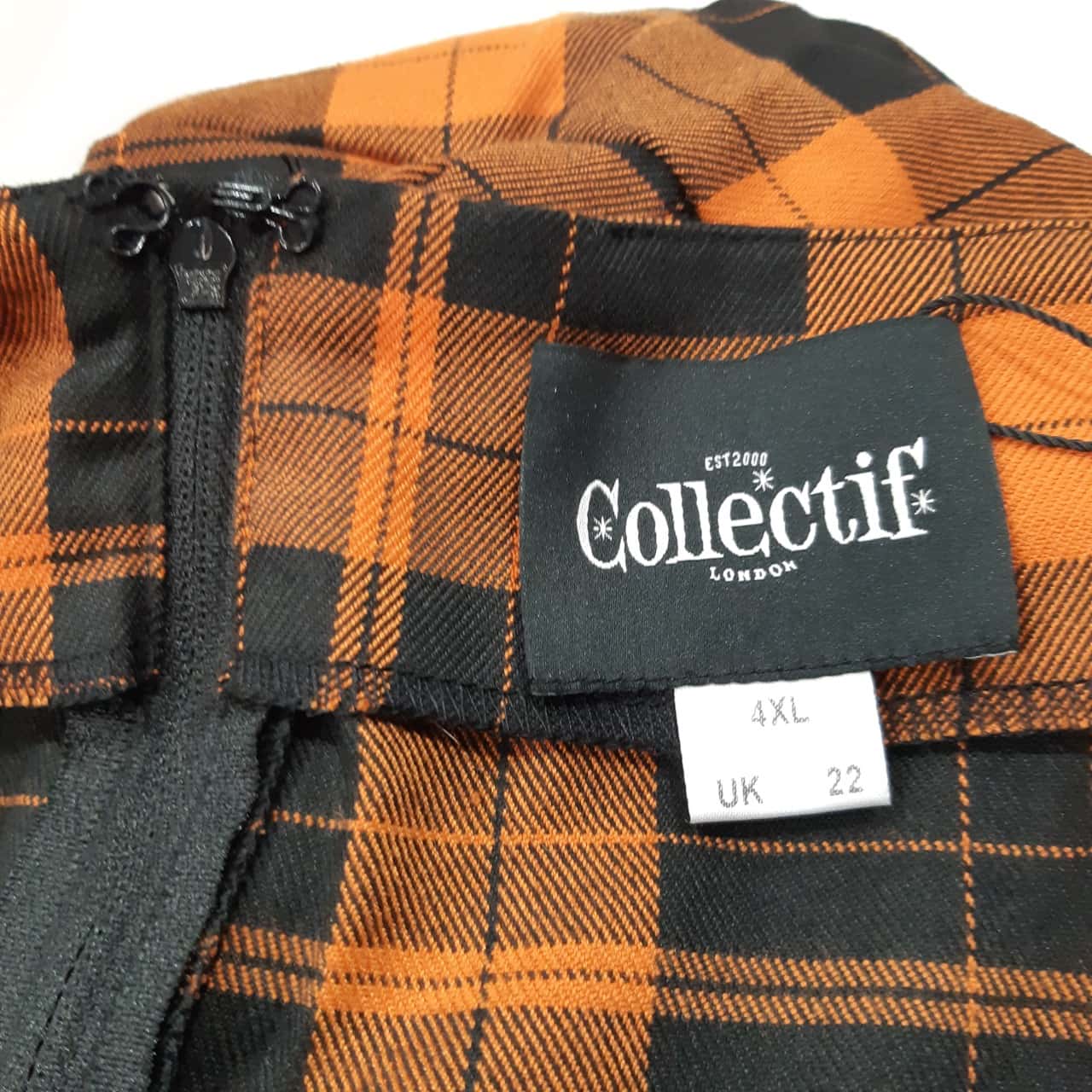 Collectif London Womens Size 22 Mini Dress Black / Checked / Orange (s)