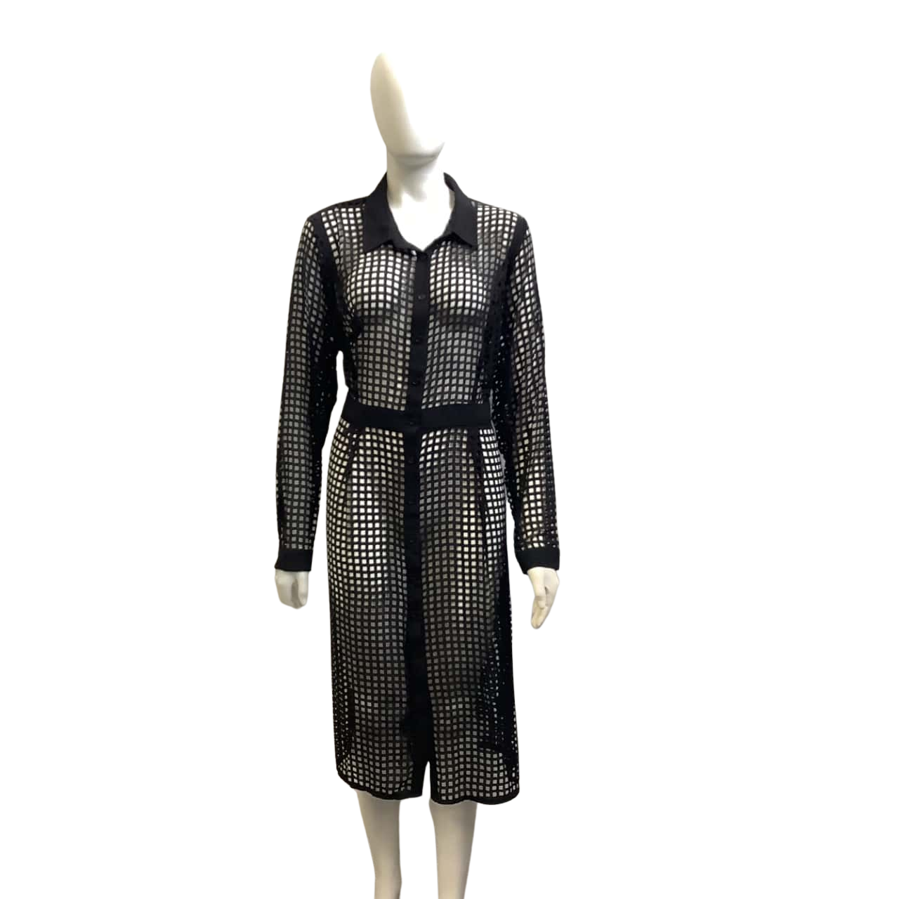 `Plus Size‘ City Chic Womens Size S Netted Shirt Collar Dress Black(s)