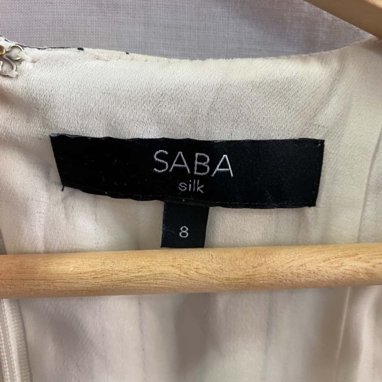 SABA Womens Size 8 Midi Dress / Sleeveless Silk Dress Black / White