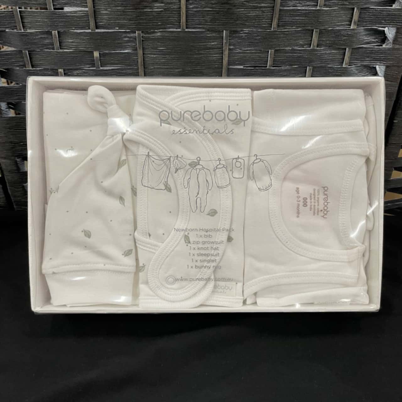 Purebaby Kids Size 000 Newborn Hospital Pack White