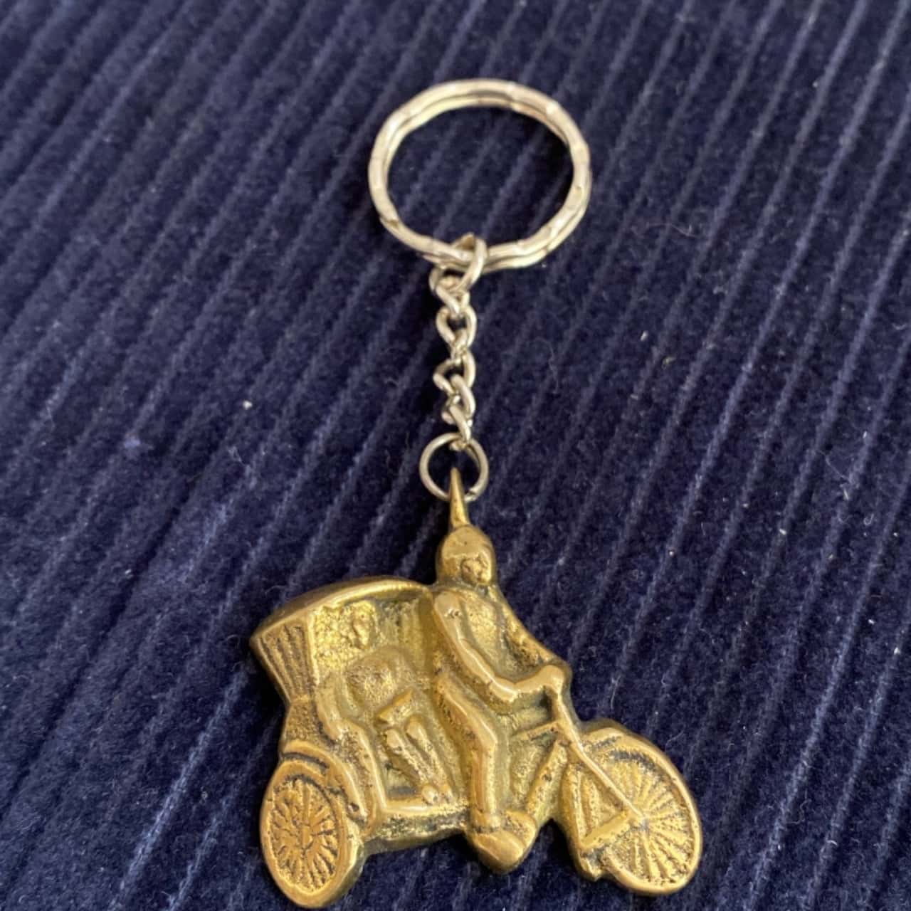 Vintage Gold Cyclist Keyring (s)