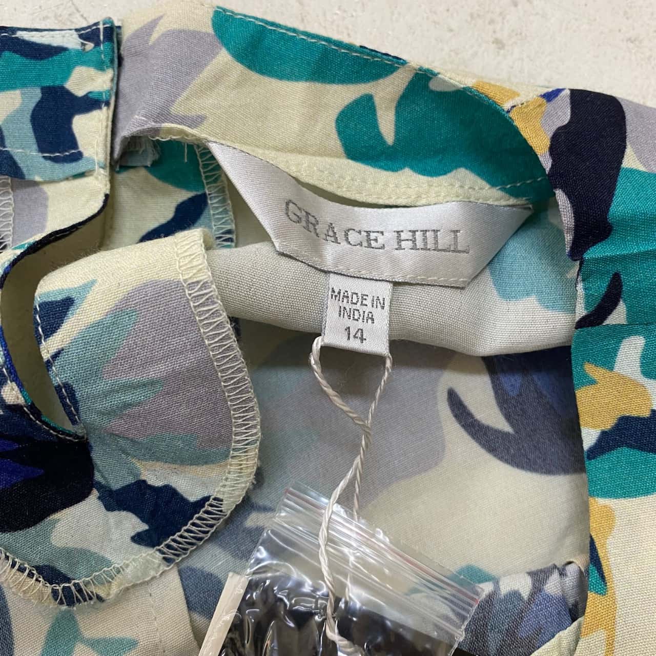 Grace Hill Womens Size 14 Midi Dress Blue / Green/Floral / White