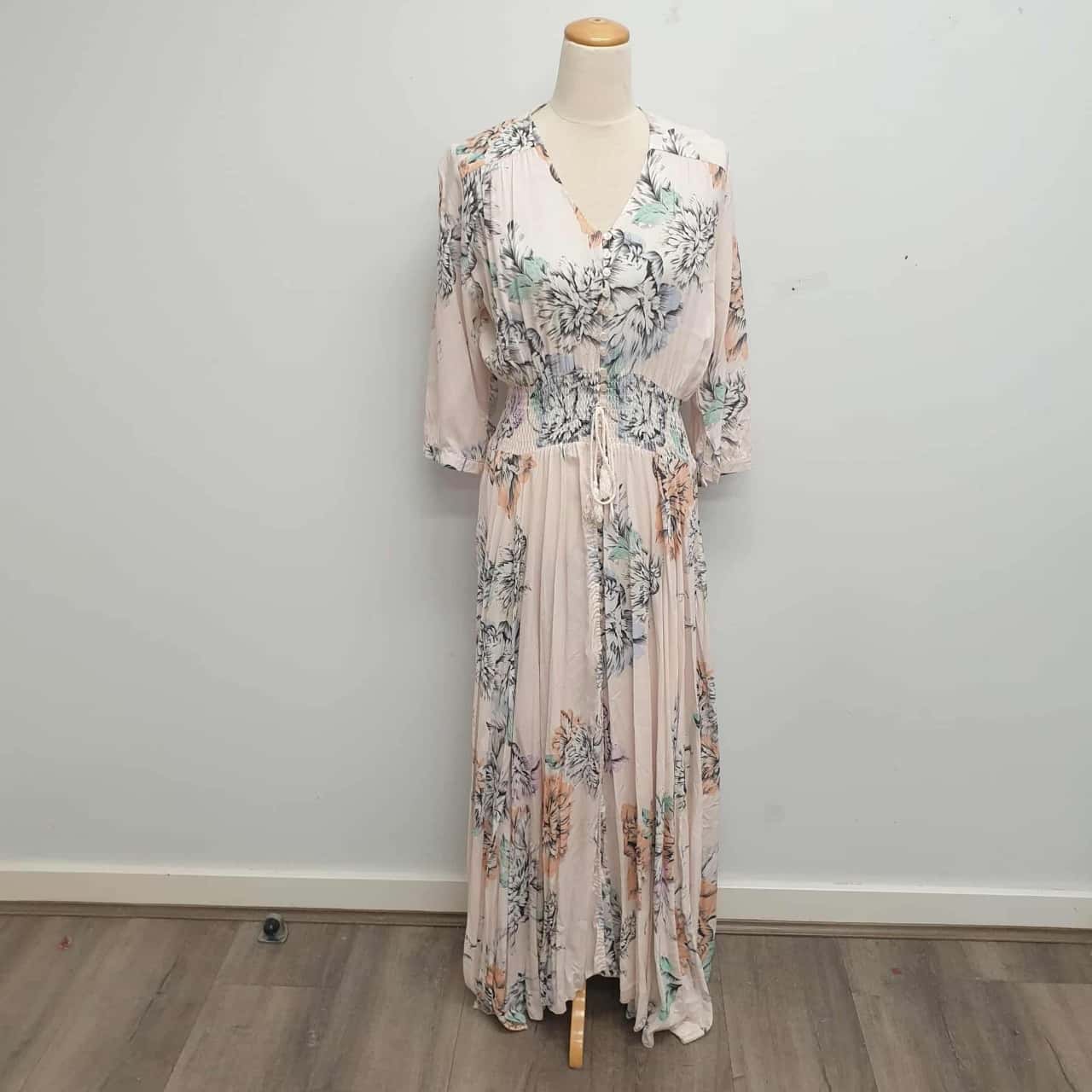 Jaase Super Pretty /Pale Pink Watercolor /Floral /Maxi Dress with ...
