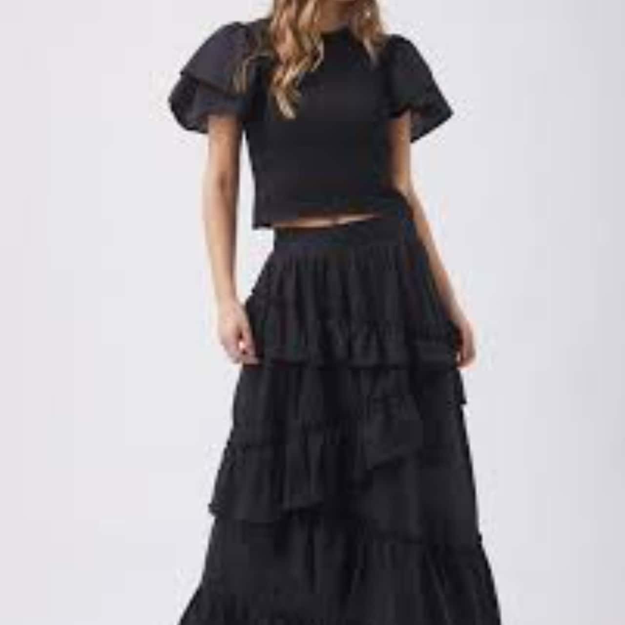 New With Tags DECJUBA 'Amanda Ruffle Maxi Skirt' Size 14 (s)