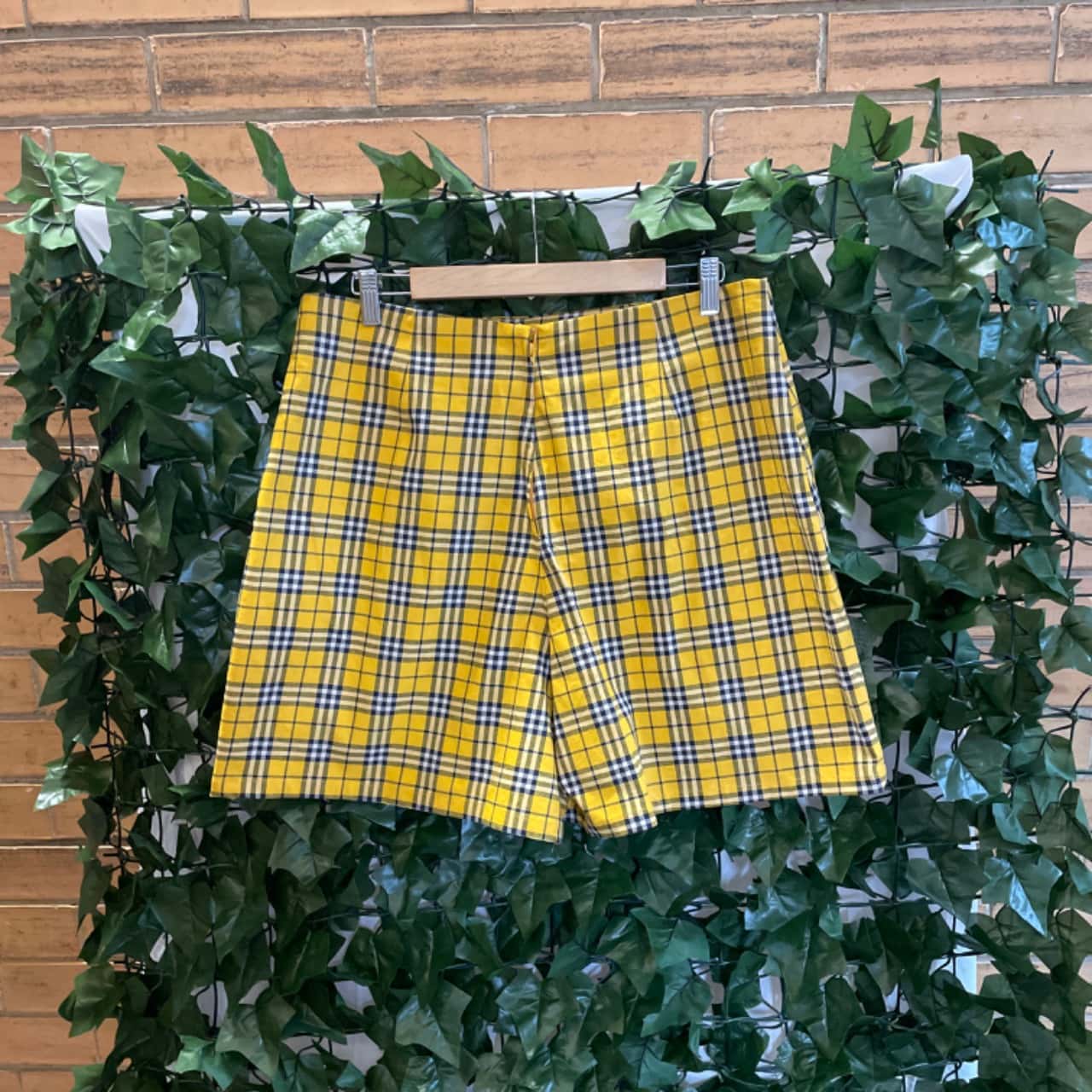 Dangerfield Womens Size 14 Tartan Skort Yellow and Navy Blue (s)
