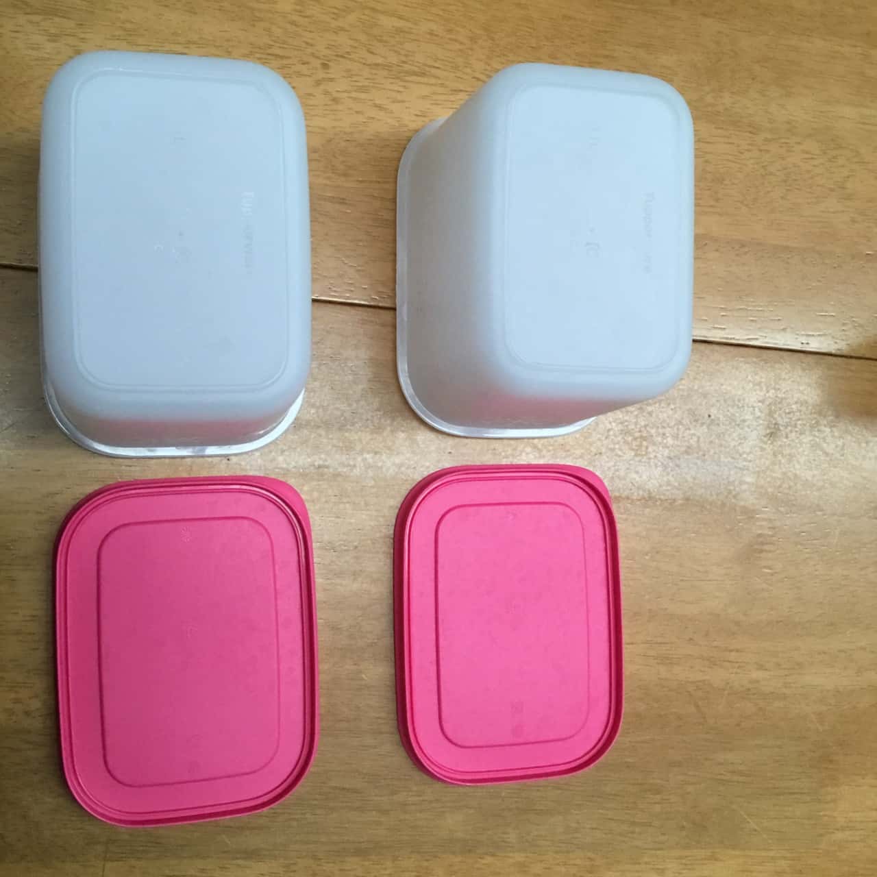 Two Tupperware Freezer Mate Clear 1.1L Containers With Pink Lids(s)