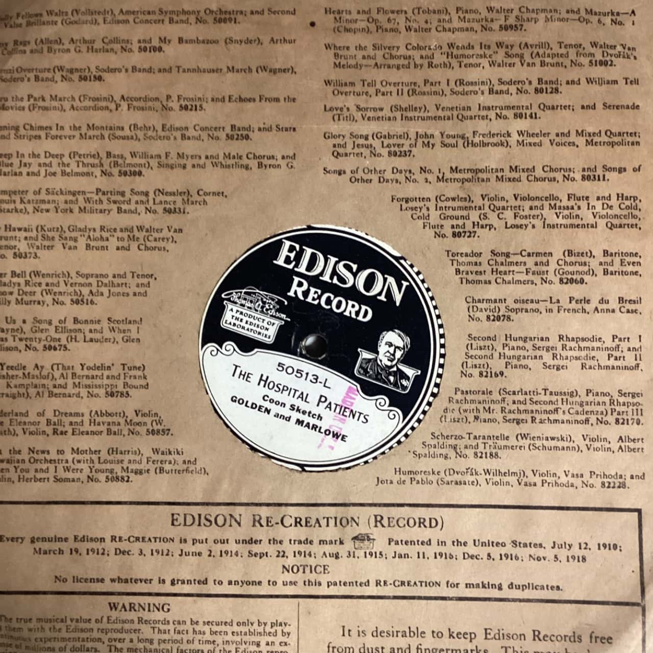 Edison Record Phonograph Record