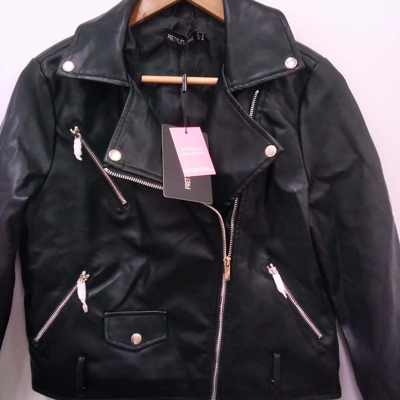 Pretty Little Thing Womens 8 Black Zip Biker Jacket (05, 262)(s)