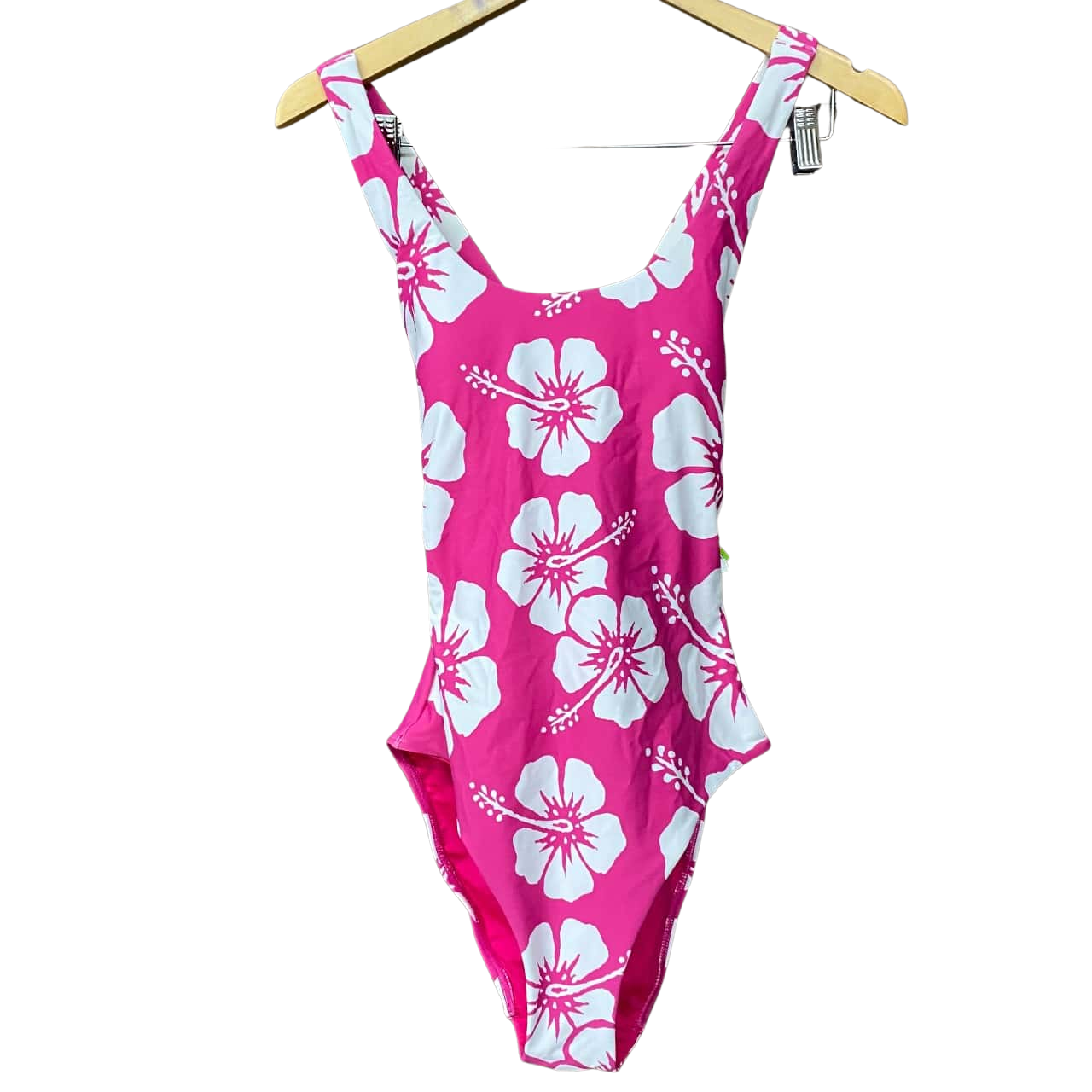 BNWT Okanui Womens Size M Pink/White Hibiscus One Piece Bathers (s)