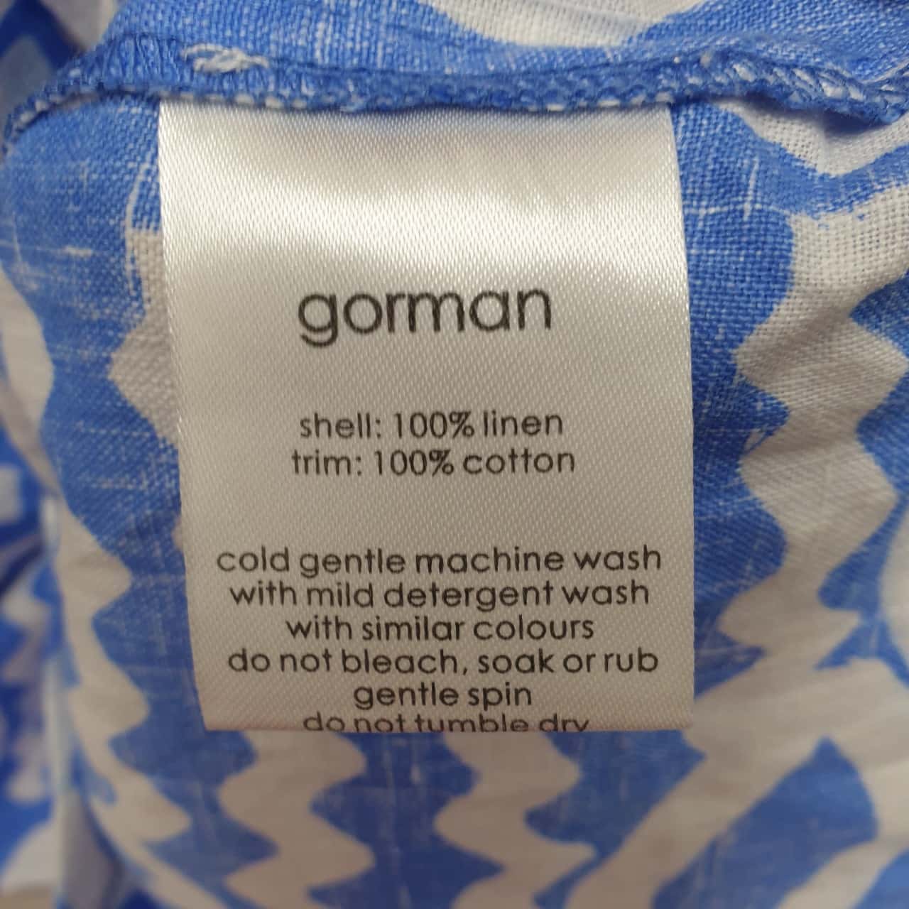 Gorman Womens Size 8 Linen Midi Dress Blue / Multicoloured / White (s)