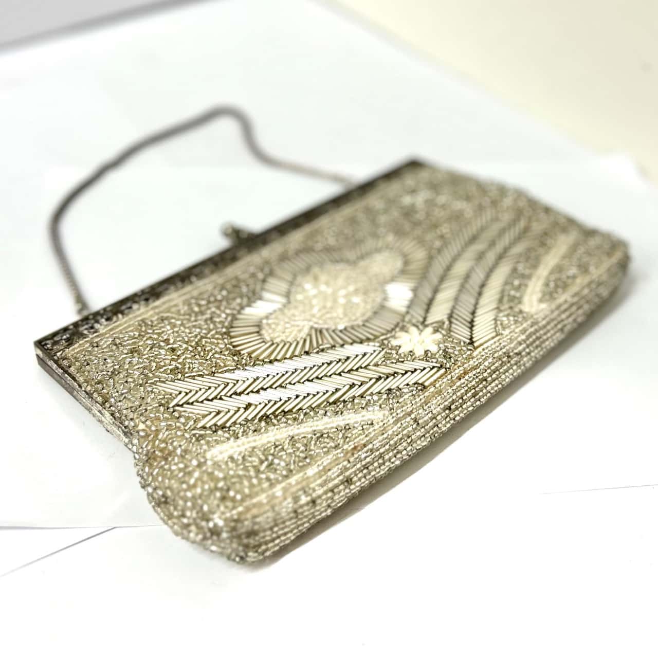 Vintage glass & pearl beaded evening bag - elegant (s)