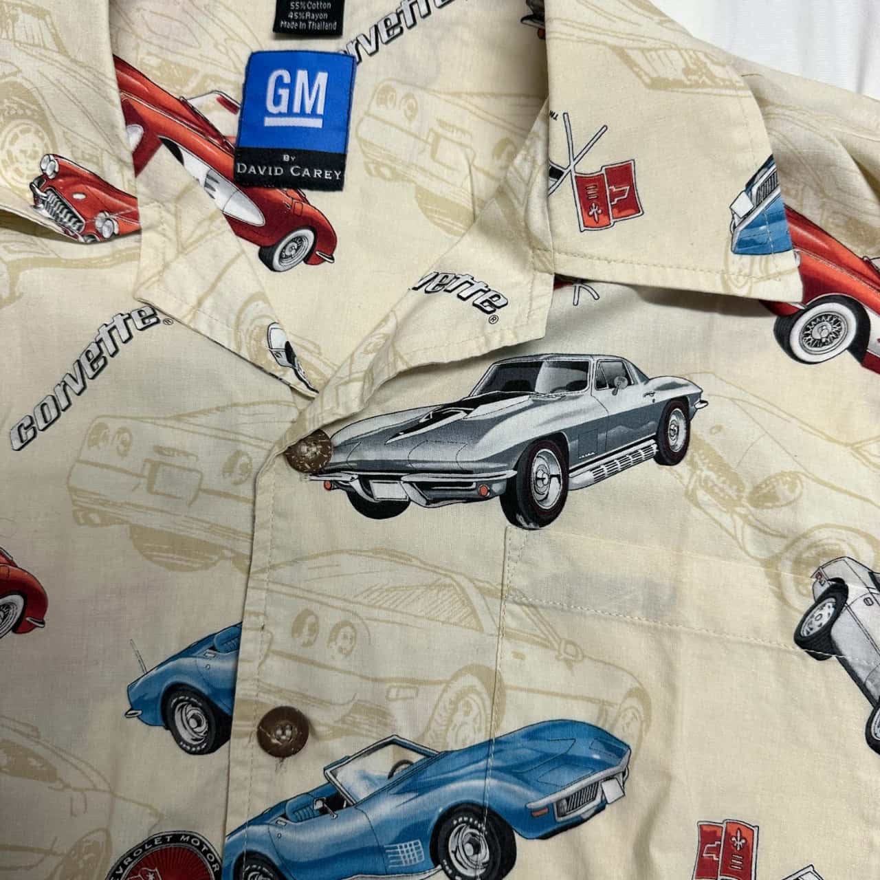 Vintage GM - Corvette - Camp Shirt By David Carey - Size L