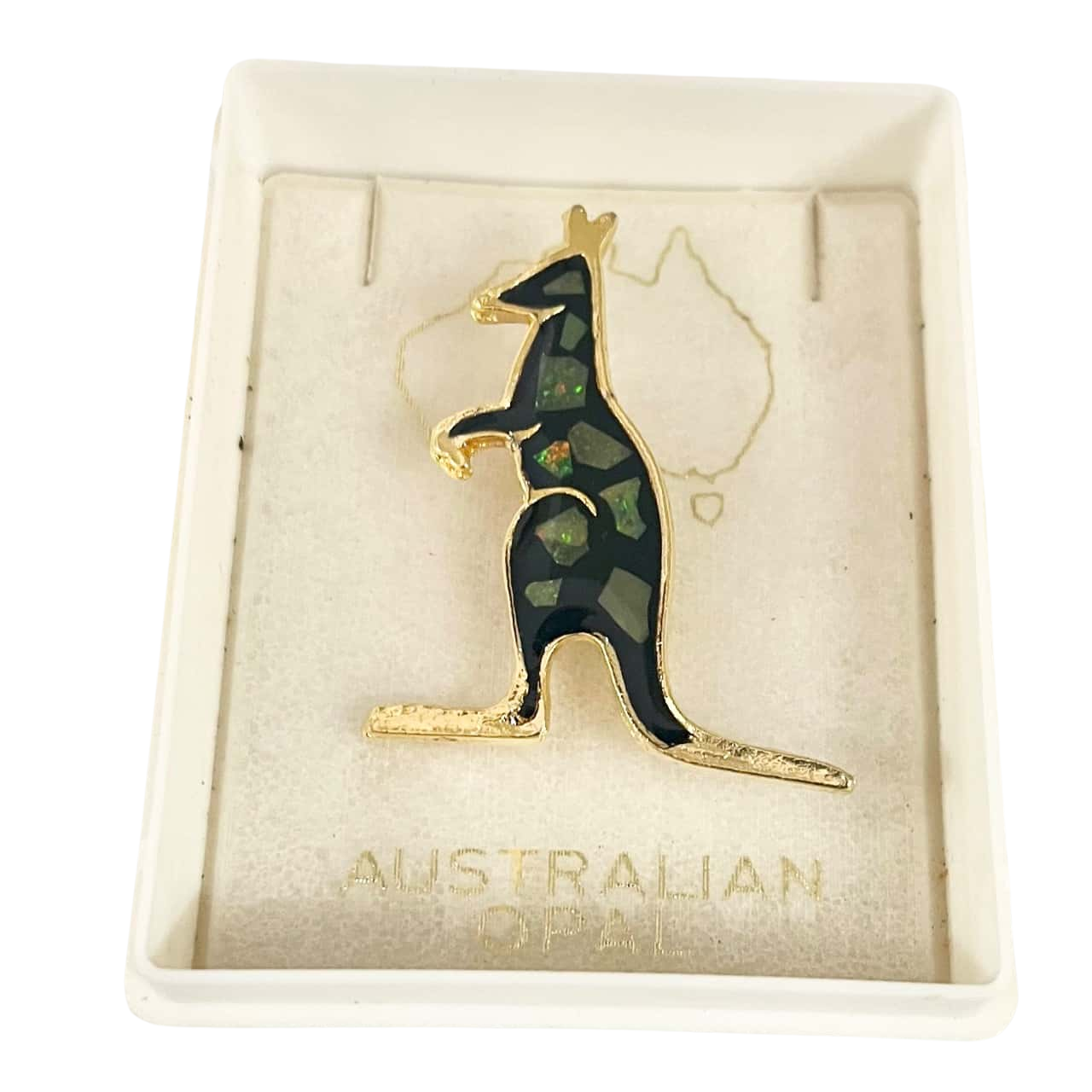 Australian Opal Kangaroo Brooch- in original jewellery box