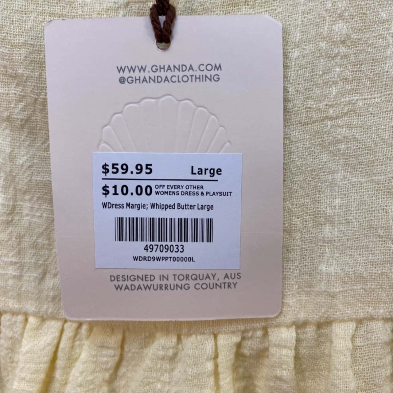 [Brand New] Ghanda Womens Size L Margie Whipped Butter Dress