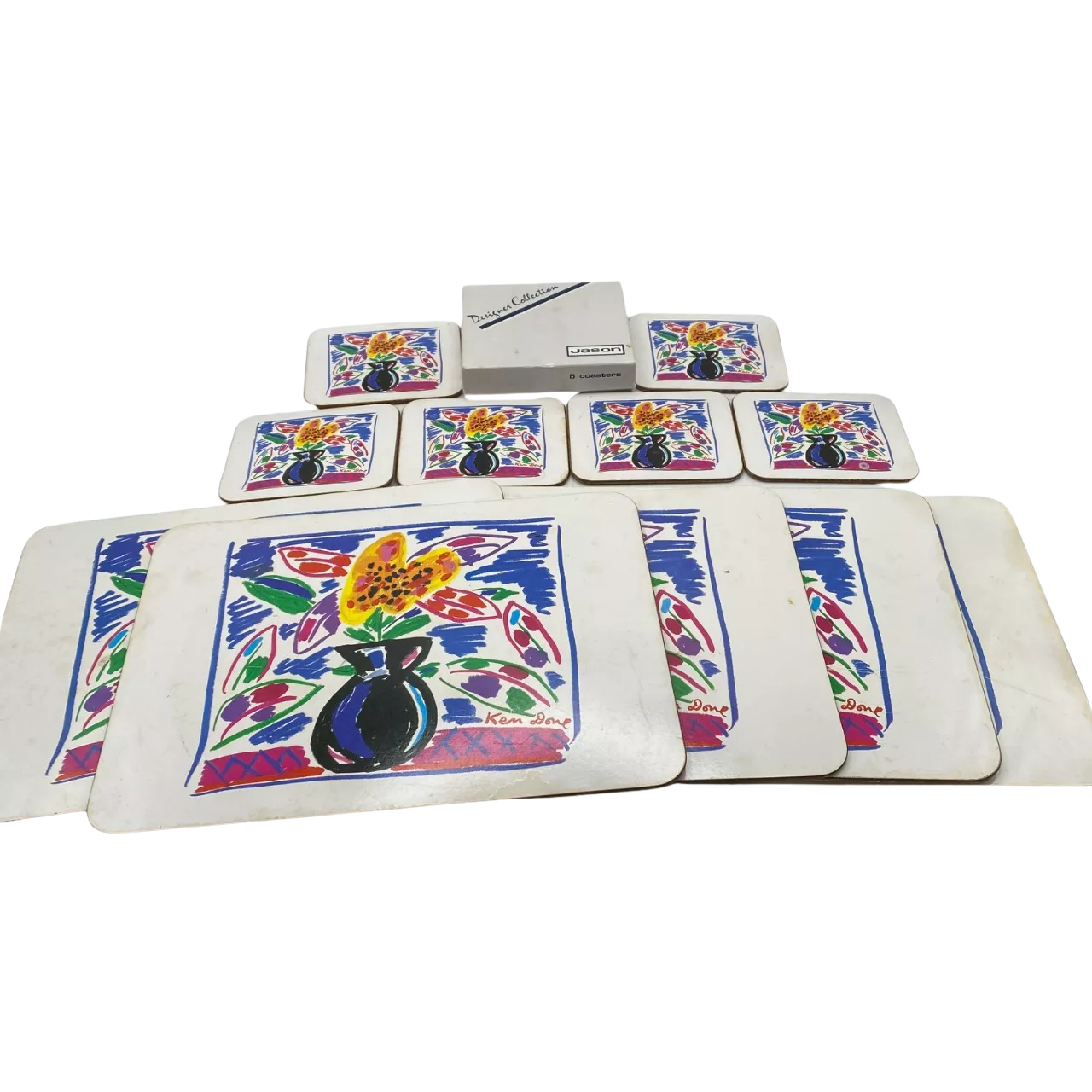 Set 6 Ken Done Vintage Drink Coasters PLUS 5 Placemats PLEASE READ ...