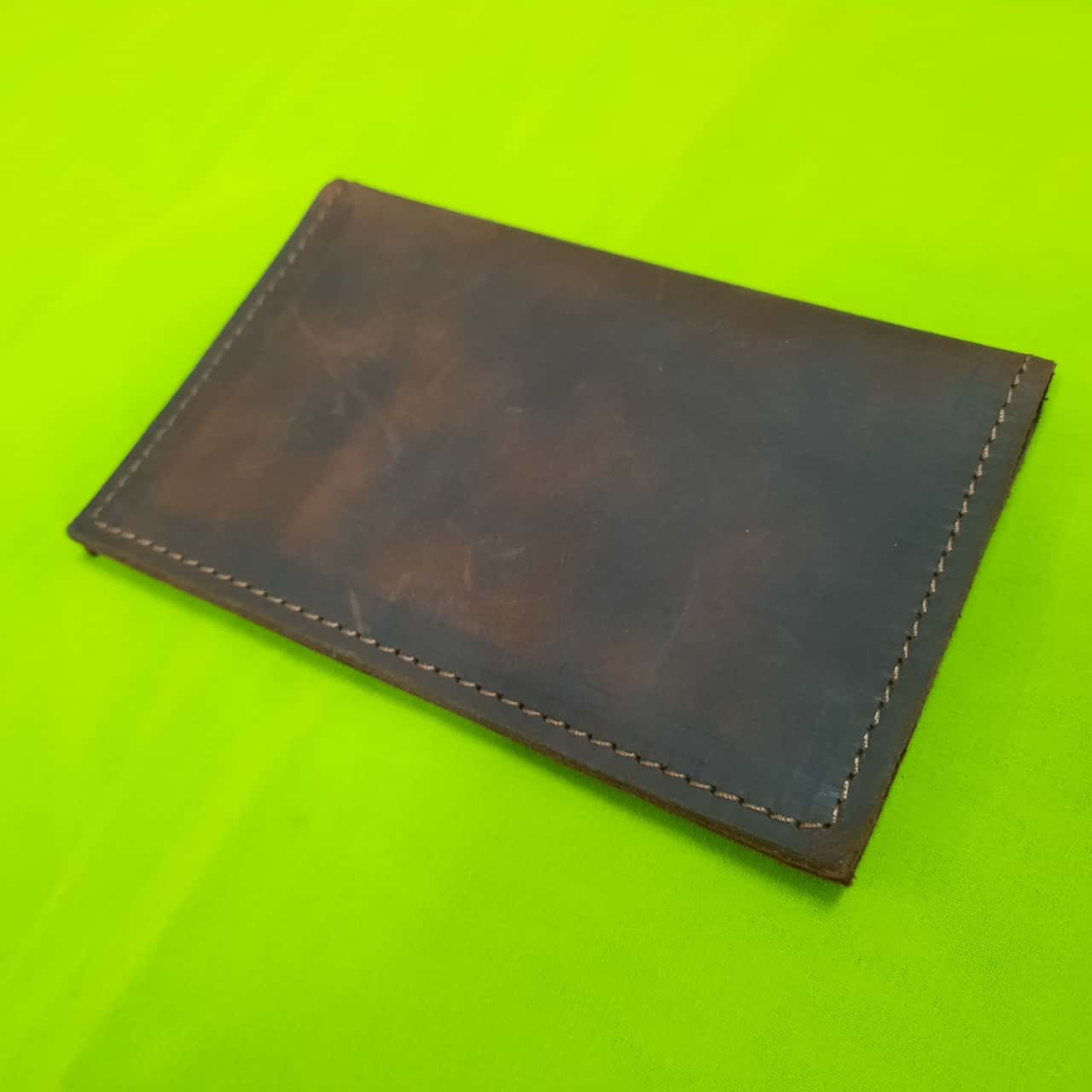 Men's Small Leather Good Wallet Card Slot Hide Suede Brown (s)