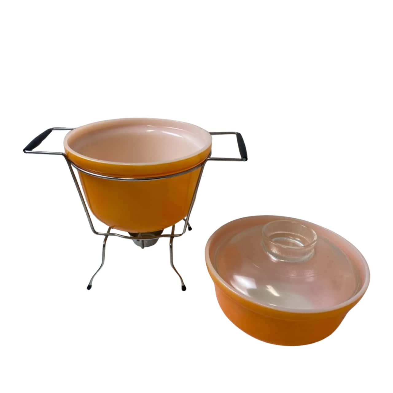 Pyrex Orange Casserole Fondue Dish (w/ 1 Medium & 1 Large Casserole 1 ...