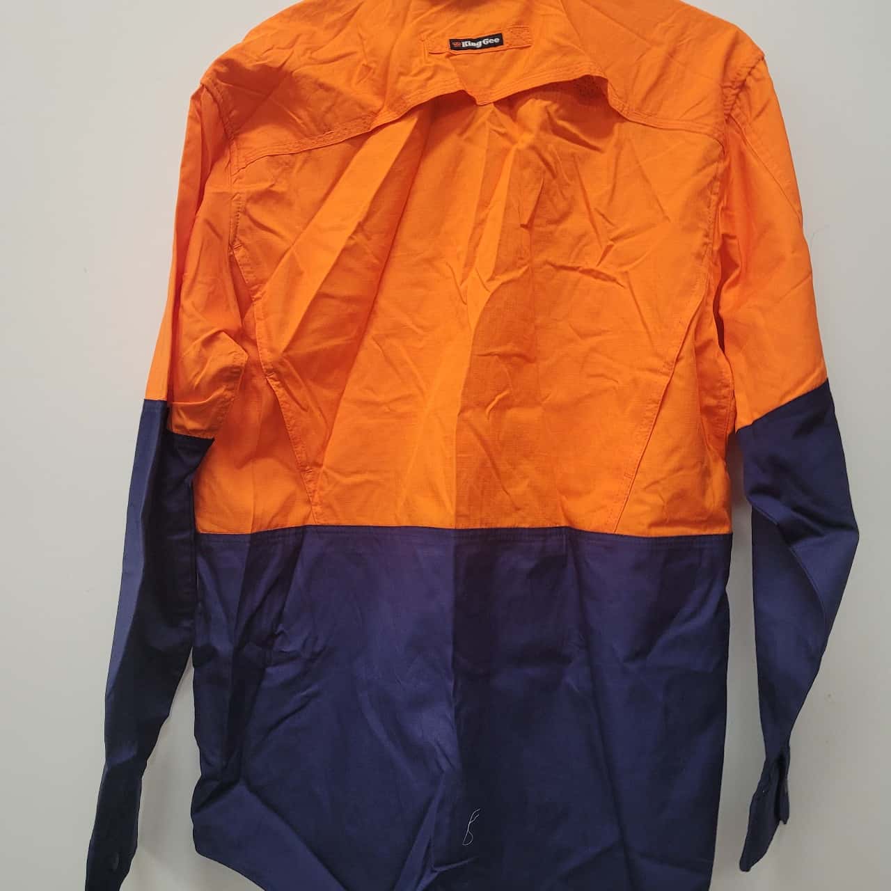 KingGee Mens Size L Navy Orange Work Shirt