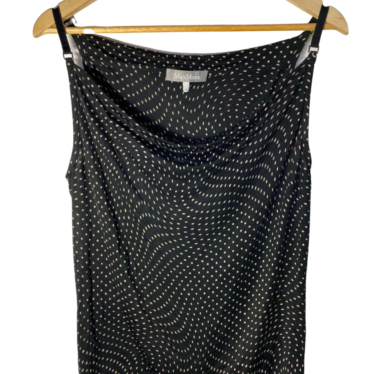 Max Mara Womens Size M Silk Singlet Top Black / Polka Dot (s)