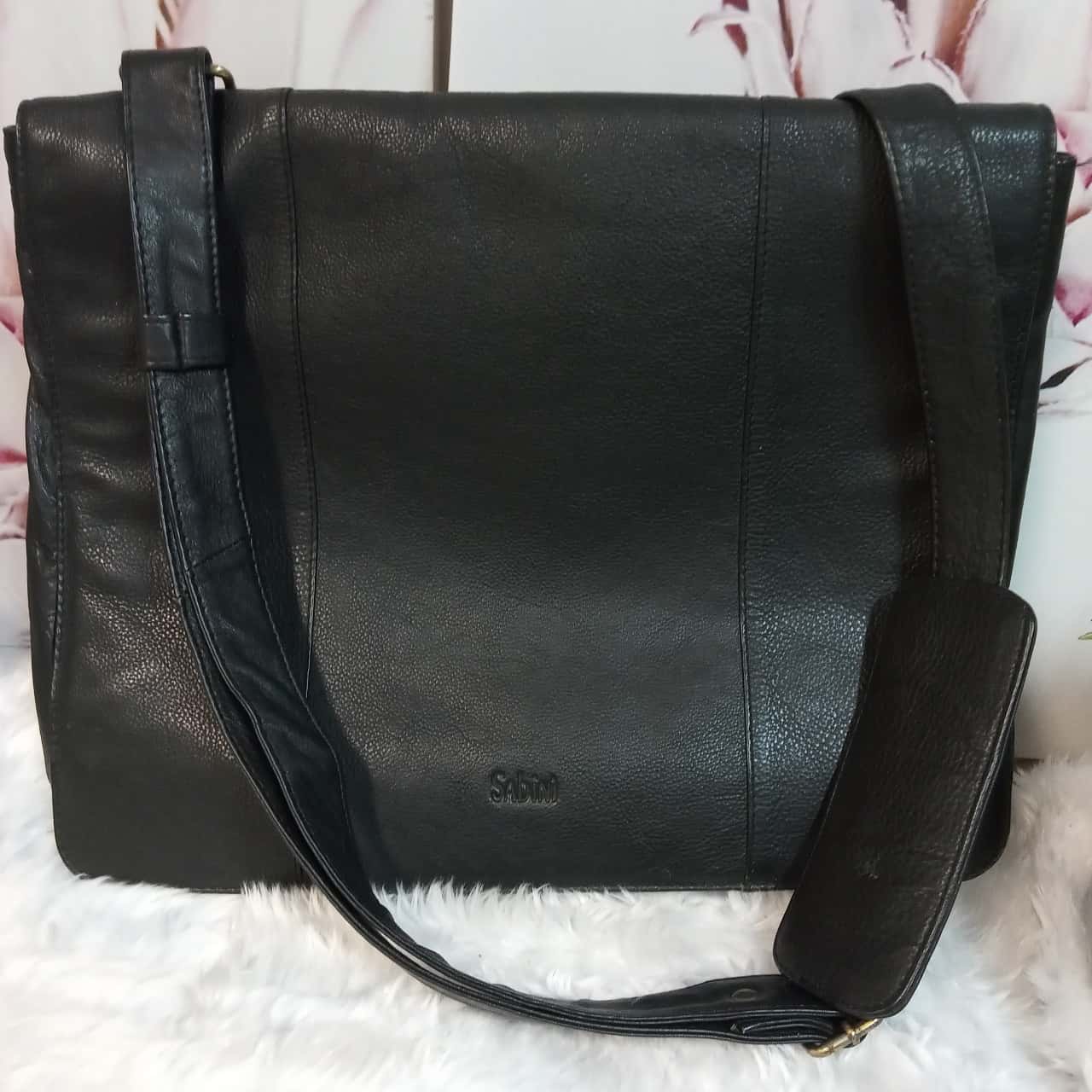 Black Leather Sabini Laptop Bag(s)