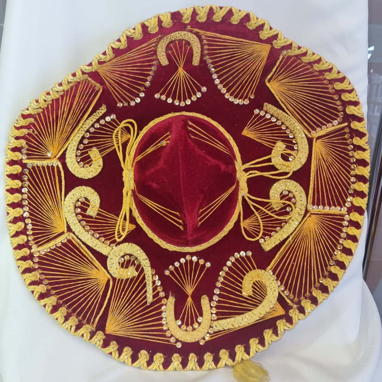 Authentic Mexican Sambrero JU-LA Hat Red and Gold