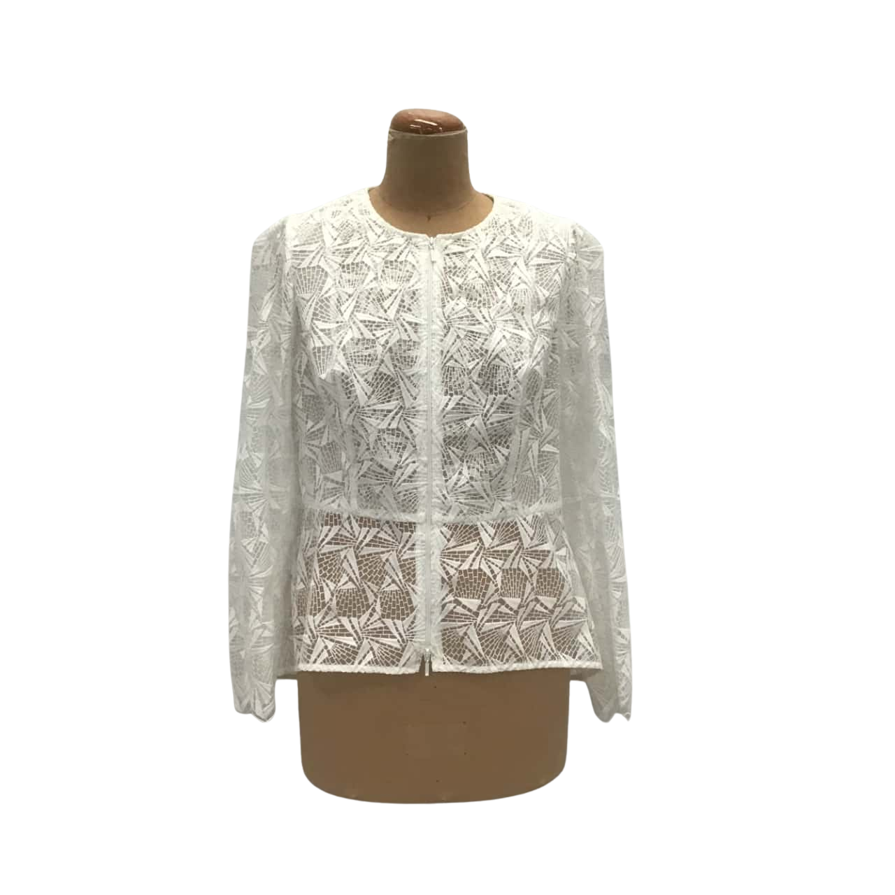 Anne Fontaine Lace Peplum Lightweight Jacket Size 16 White (s)