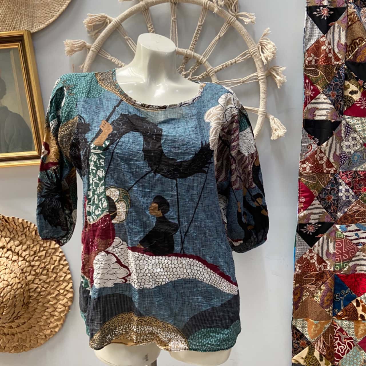 Olga de Polga Womens Half Sleeve Top Size 1 Green Print(s)