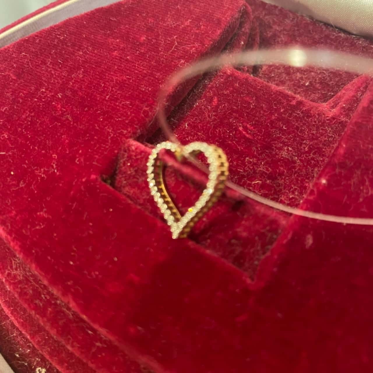 10ct Yellow Gold Open Heart Pendant with Clear Stone