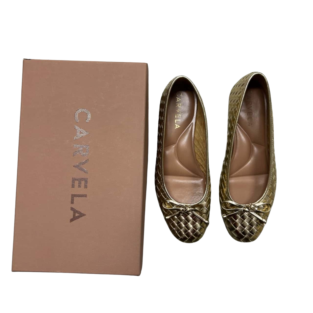 Carvella Gold Woven Flats - Size 39(s)