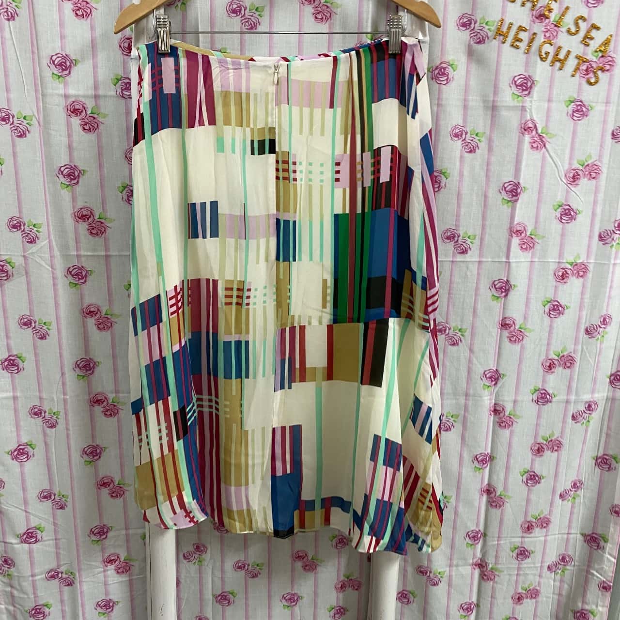 Oxford Womens Size 12 Billy Stripe Print Skirt Multi Stripe