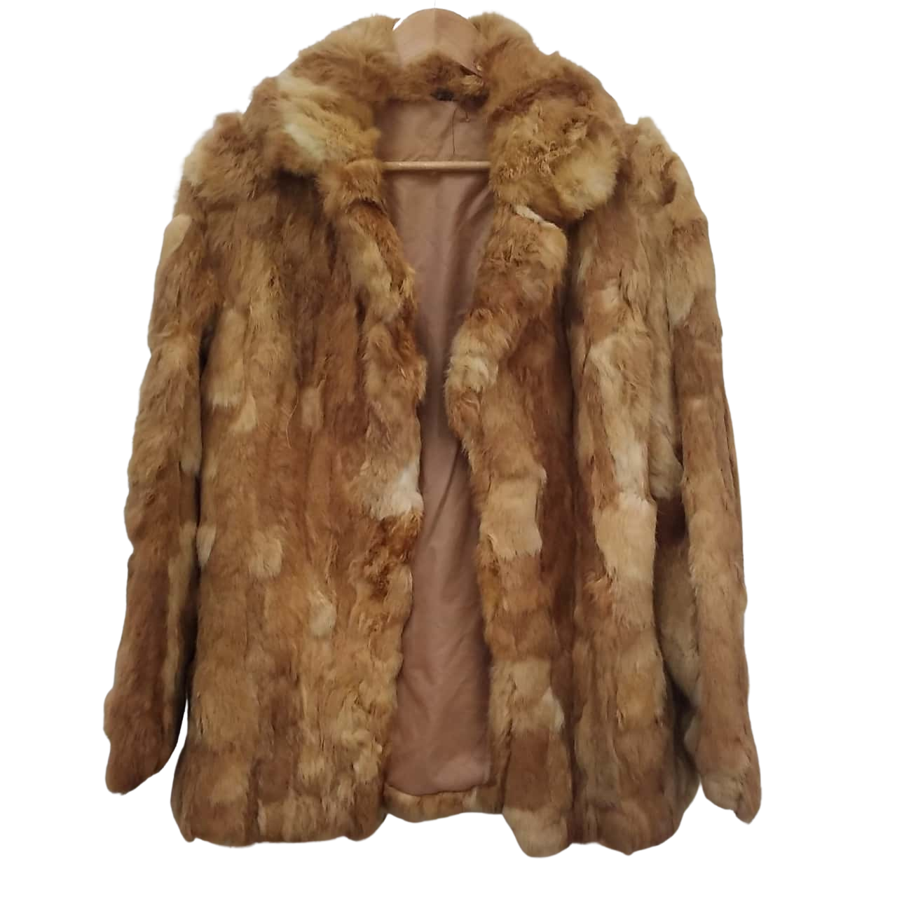 100% RABBIT FUR Size S Chestnut Chicago Chic Coat (403)(s)