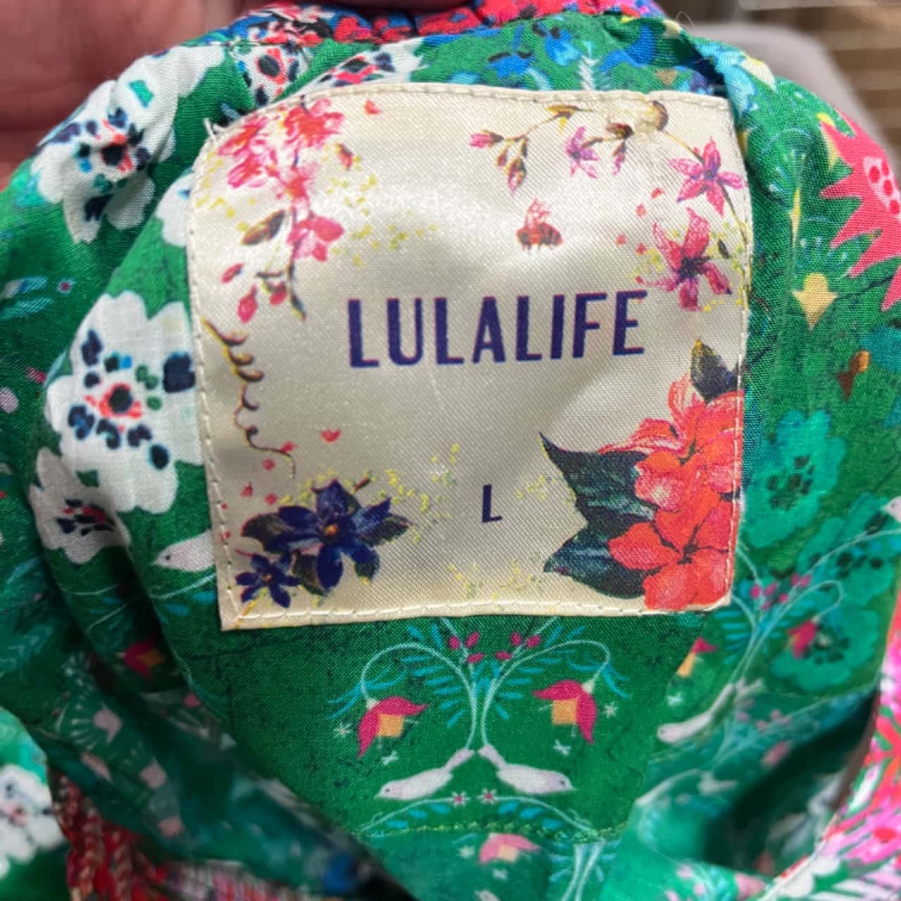 Lula life maxi green floral sleeveless Dress L(s)