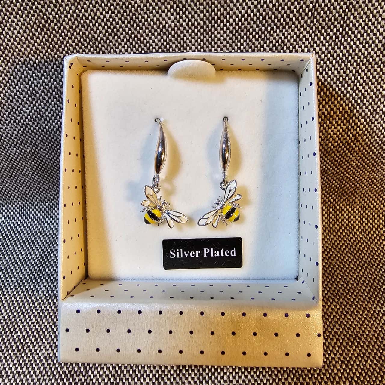 Equilibrium Silver Plated 'Sparkle Bee Earrings'