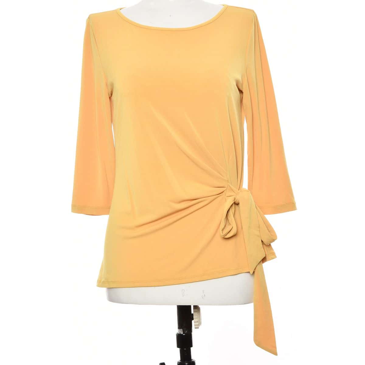 Premise Womens Size M 3/4 Sleeve Tie Front Mustard Top (s)