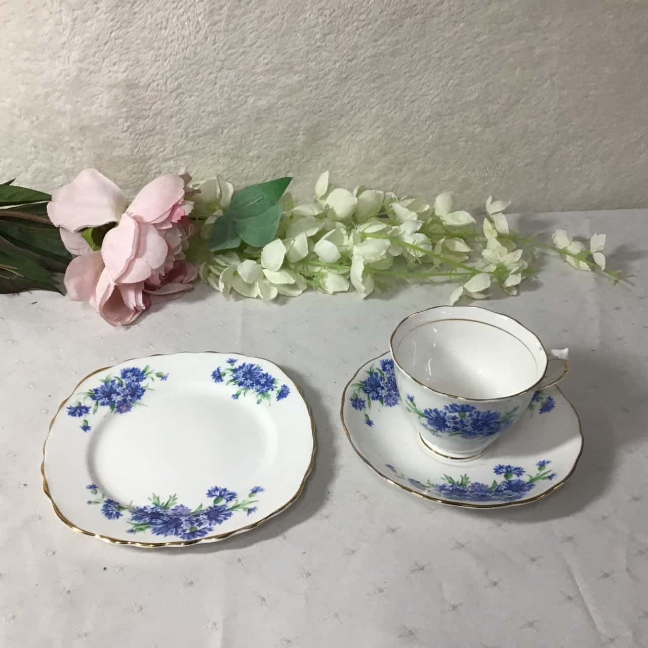 Vintage Colclough White / Blue Floral Pattern Bone China Cup Saucer and ...