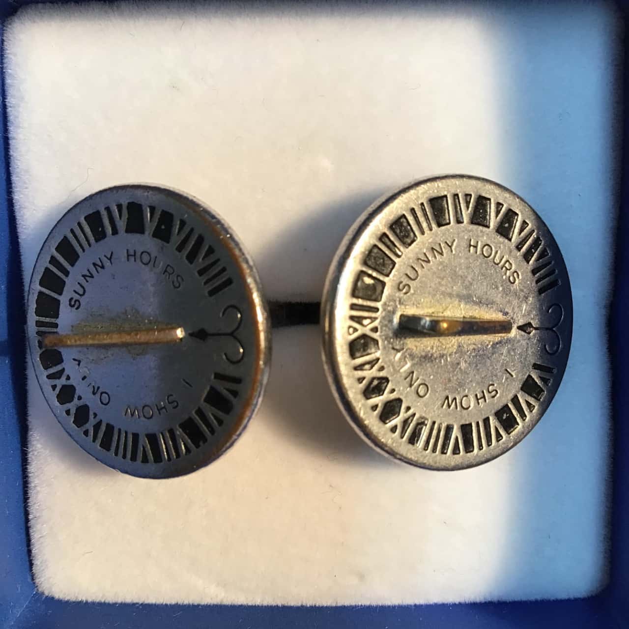 Mens Sun Dial Cufflinks Silver Coloured(s)