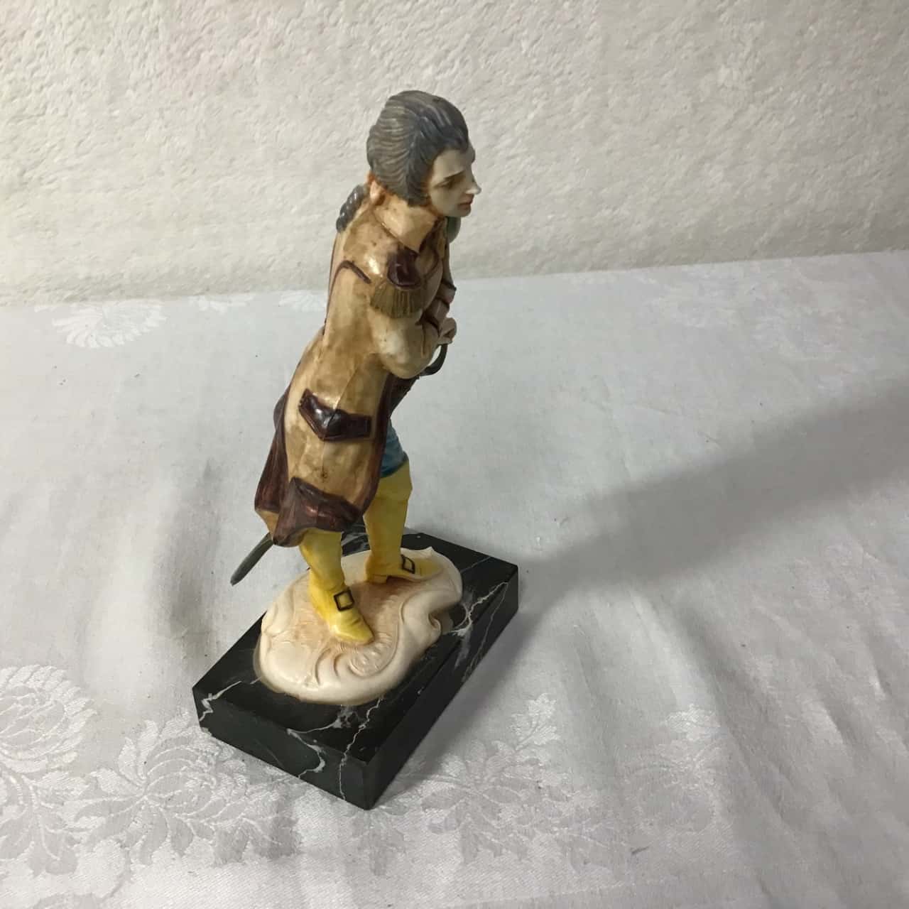 Vintage Genuine Carrara Marble Man with Sword Bowing Figurine