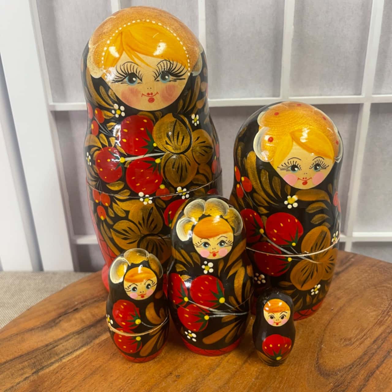 Black and Red Matryoshka Set of 5